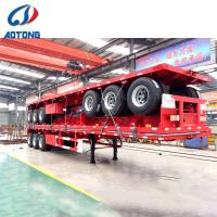 China Container Trailer 2 Axle 3 Axle 20FT 40 Ft Trailer Chassis Flat Bed Flatbed Trailer for sale