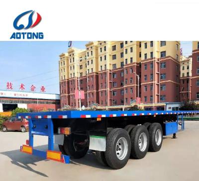 중국 표준 28 톤 랜딩 기어 3 축 20ft 40ft 평면 침대 트럭 트레일러 60 톤 로딩 판매용