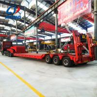 China 50-90Tons Loading Capacity Leaf Spring Suspension Lowbed Trailer with 2 Lines and 4 Axles for sale