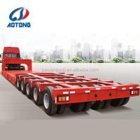 China 50-90Tons Loading Capacity Leaf Spring Suspension Lowbed Trailer with 2 Lines and 4 Axles for sale