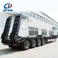 China 50-90Tons Loading Capacity Leaf Spring Suspension Lowbed Trailer with 2 Lines and 4 Axles for sale