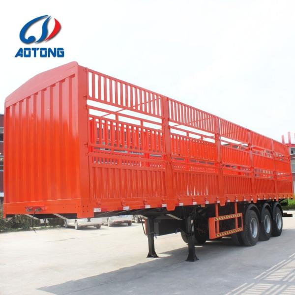 Quality 3 Axle Cargo Transport Truck Trailers for Cattle Carrier Steel Farm Fence Semi for sale