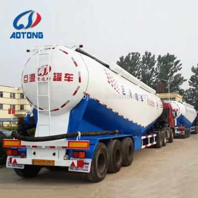 China 3-Axle Bulk Cement Tanker Semi Truck Trailer with 4'' Rubber Hose Discharge Pipe for sale