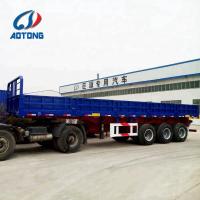 China 3 Axles Flatbed Dropside Side Wall Open Lorry Semi-Trailer for Bulk Cargo Carrier Moving for sale