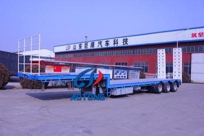 China 3 Axles Gooseneck Lowboy Tractor Trailer 60000KG Payload for sale