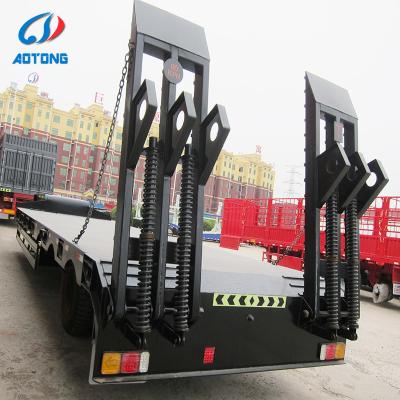 China 3 Axle 4 Axle Low Loader Trailer Carrying Crane Excavator Lowbed Semi Trailer With Mech Ladder for sale