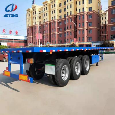 China 12m Flatbed Cargo Semi Trailer 3 Axle 60-100 Ton Capacity for sale