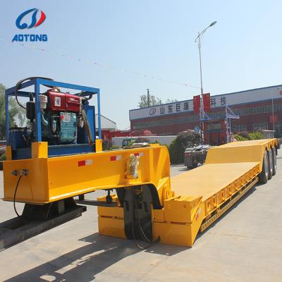 Китай Настраиваемый расширяемый 3-осный низкорамный полуприцеп Стальной гусек Низкорамные грузовики Прицепы на продажу продается