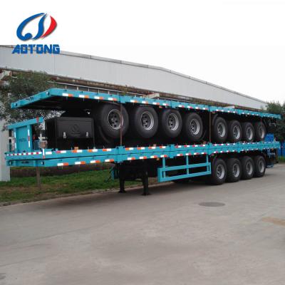 China 20/40/60 Container Flatbed Semi Trailer with LED Light 7 Ways 24V and 28 Tons Landing Gear for sale
