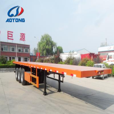 China Trailer Truck 3 Axle 40FT Flatbed Container Flat Bed Trailer for sale