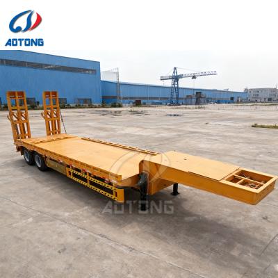China 70 Ton Capacity 40 Ft Lowbed Semi Trailer with Mechanical Ladder and Heavy Duty I Beam for sale