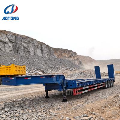 China Lowboy 100-Ton Gooseneck Semi-Trailer 25 50 80 Ton Detachable Lowbed Hydraulic Low Profile Bed Trailer for Excavator Sale for sale