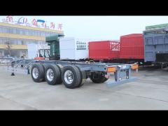 Madagascar Flatbed 3 axles Container Shipping Tandem Skeleton Halve aanhanger voor vrachtwagen