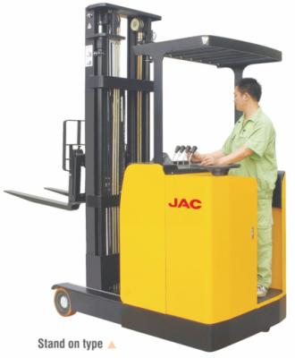 China Stand Up High Lift Reach Truck Forklift 1 Ton Low Noise Max Lift Height 6.2m for sale