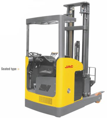 China Narrow Aisle Reach Truck Forklift 1.5 Ton Seated Type For Warehouses / Supermarkets for sale