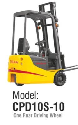 China Three Wheel Electric Forklift Truck 1 Ton Loading Capacity Small Turning Radius for sale