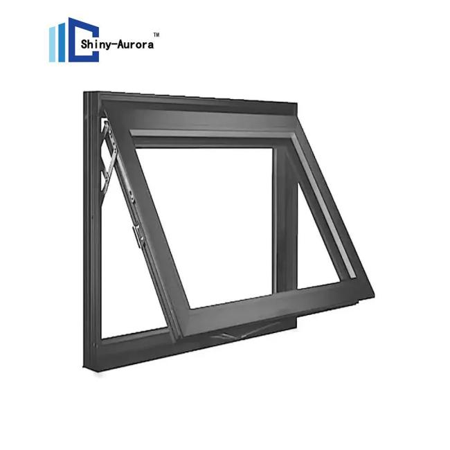 Home Office Postmodern American Vertical Aluminum Swing Tempered Glass Awning Windows