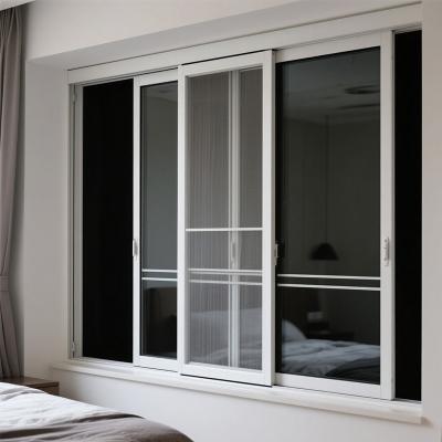 China White Aluminum Sliding Windows with Screen - Secure, Energy-Efficient for Bedroom & Residential Spaces for sale