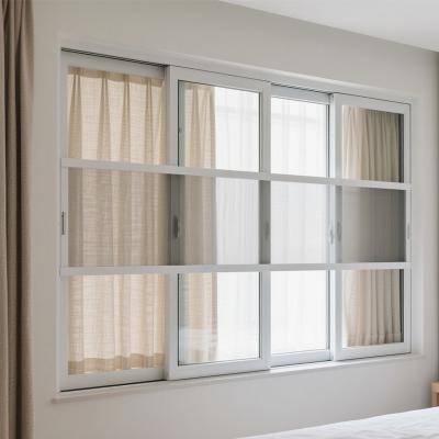China White Aluminum Sliding Windows with Screen - Secure, Energy-Efficient for Bedroom & Residential Spaces for sale