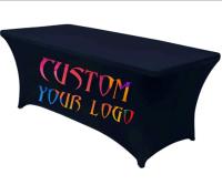 China 4ft 6ft Trade Show Table Throw Event Exhibition Polyester Custom Table Cloth Printing for sale