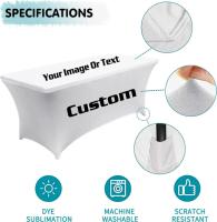 China 4ft 6ft Trade Show Table Throw Event Exhibition Polyester Custom Table Cloth Printing for sale
