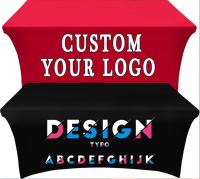 China 4ft 6ft Trade Show Table Throw Event Exhibition Polyester Custom Table Cloth Printing for sale