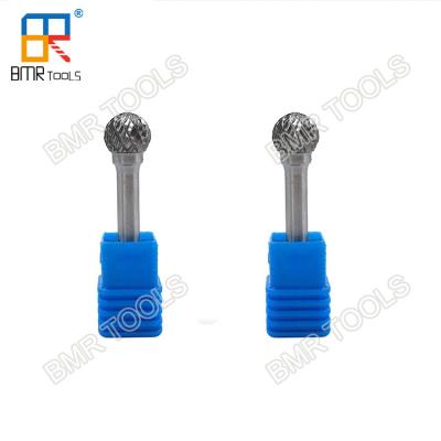 China BMR TOOLS Dia 12mm Tungsten Solid Carbide Rotary Burrs D Type Conical Ball Burrs for sale