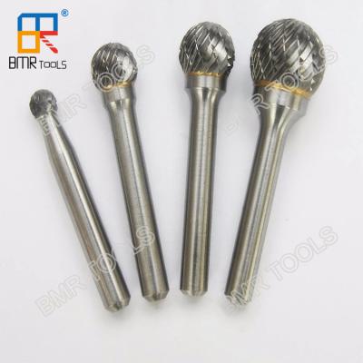 China BMR TOOLS Dia 14mm Tungsten Solid Carbide Rotary Burrs D Type Conical Ball Burrs for sale