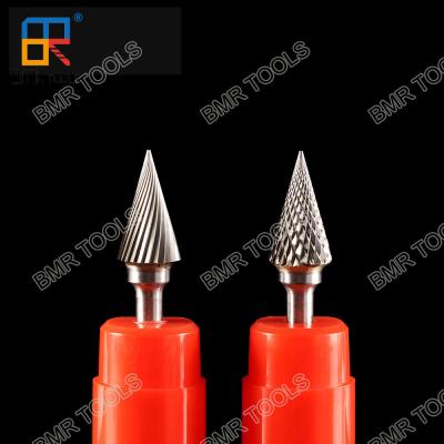 China BMR TOOLS Carbide Burrs Type M Cone Bur with 6mm shank working on metal for sale
