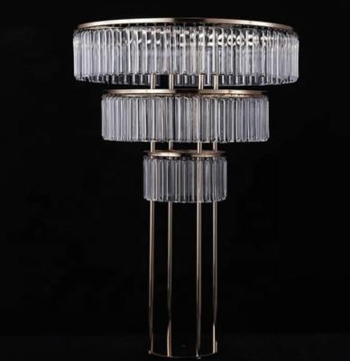 Cina Tavolo Alto Oro Sposo Cristallo Piastra centrale Oro 4 strati Metallo personalizzato 130x80cm in vendita