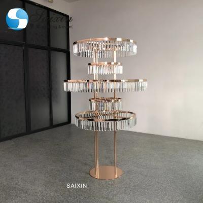 Cina Tavolo Alto Oro Sposo Cristallo Piastra centrale Oro 4 strati Metallo personalizzato 130x80cm in vendita