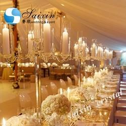 China 5 Arms Piece Cristal Vidro Candelabra Tubos Centrais Decoração de Eventos 110CM à venda