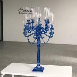 China 9 Arme 130cm Rot Blau Hurrikan Kristallglas Leuchter Klar Hochzeitstisch Mittelstücke zu verkaufen