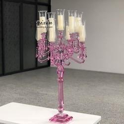 China 9 Arme 130cm Rot Blau Hurrikan Kristallglas Leuchter Klar Hochzeitstisch Mittelstücke zu verkaufen