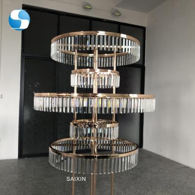 China ZT-553  New design for wedding gold decoration table tree centerpiece hanging with  triangle crystals for sale