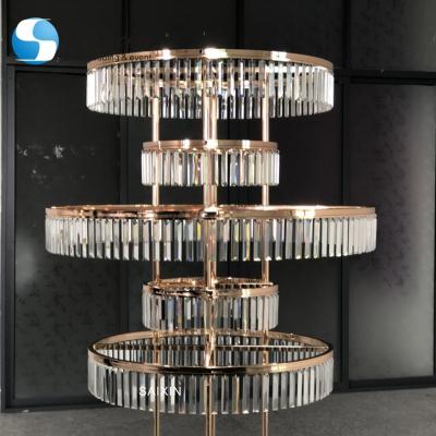China ZT-553  New design for wedding gold decoration table tree centerpiece hanging with  triangle crystals for sale
