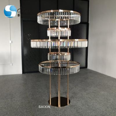 China ZT-553  New design for wedding gold decoration table tree centerpiece hanging with  triangle crystals for sale