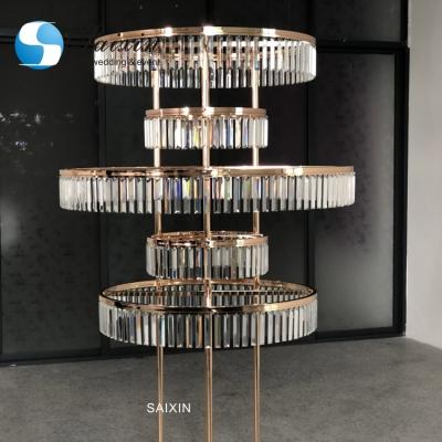 China ZT-553  New design for wedding gold decoration table tree centerpiece hanging with  triangle crystals for sale