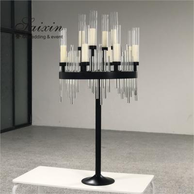 China Heavy Black Metal And Crystal Candelabras For Sale  Large Standing 160cm for sale