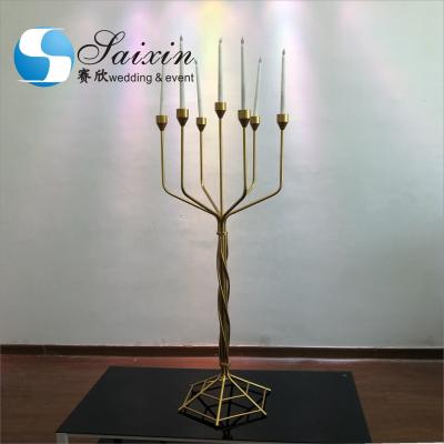 China 7 Arms Metal Candle Candelabra For Fireplace Elegant Gold Plated 138CM for sale