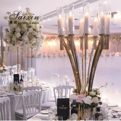 China 10 Curved Arms Crystal Candelabra Wedding Centerpieces Tall Gold  51.18
