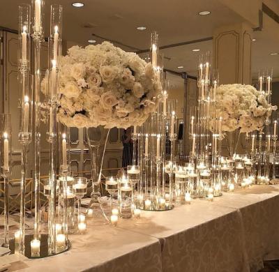 China antique square base straight pole candelabras with crystals wedding centerpiece for sale