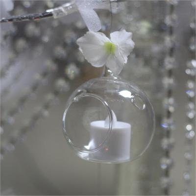 Cina Wholesale cheap glass  hanging ball candle holder lantern for event Christmas decoration in vendita