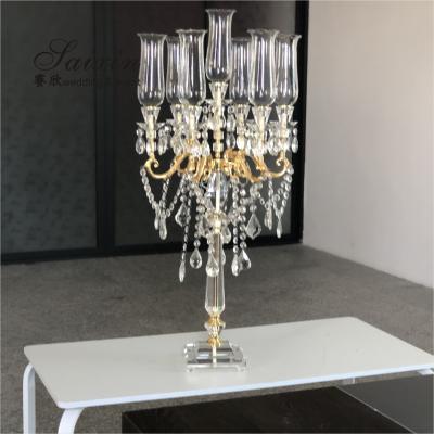 China ZT-314 Saixin Gorgeous  tall wedding 7 arms beaded crystal candelabras for sale