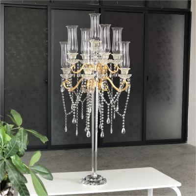 China ZT-267G New wedding gold tall crystal candelabra centerpieces for sale