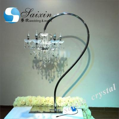 China New ! Gorgeous gold stand with crystal chandelier for wedding table decoration center pieces for sale