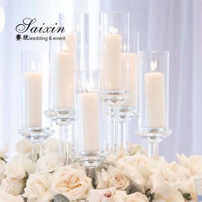 China Saixin hot sale bling wedding decoration centerpiece set crystal candle holders for sale