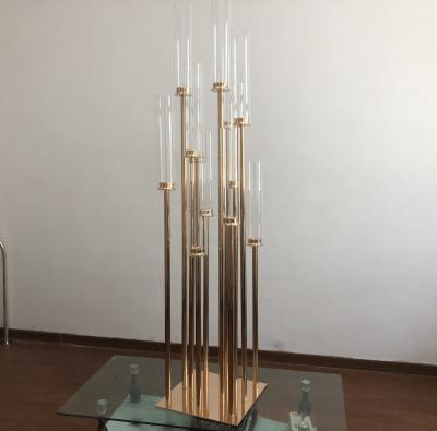 Factory wholesale gold metal candles holder for wedding table top centerpiece