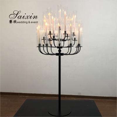 China ZT-361B New design 25 arms black Metal candelabra for wedding table centerpieces for sale