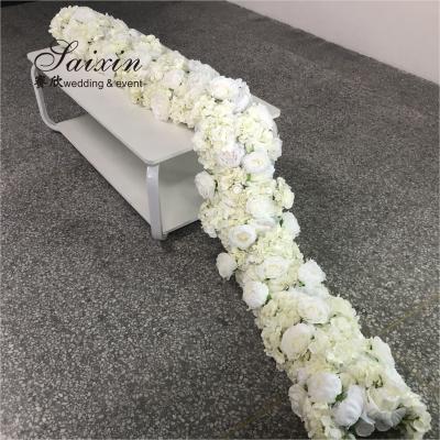 China Wedding Decoration Supplies Custom Color Silk Wedding Floral Table Runner Sweetheart Table Artificial Flowers à venda